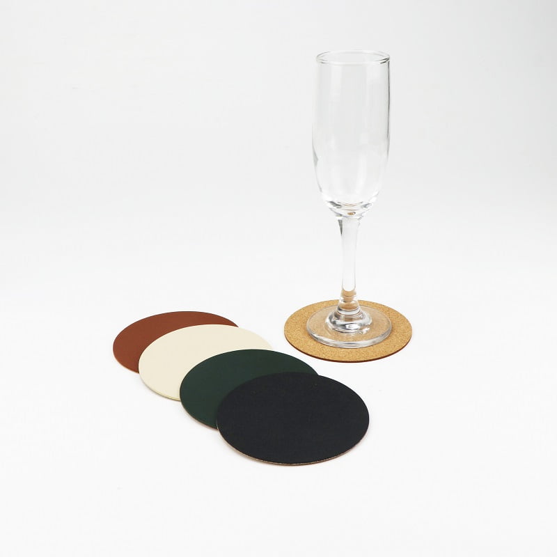 Classic Cork And Leather Dual-sided Cup Mats - Awesome Cork ...